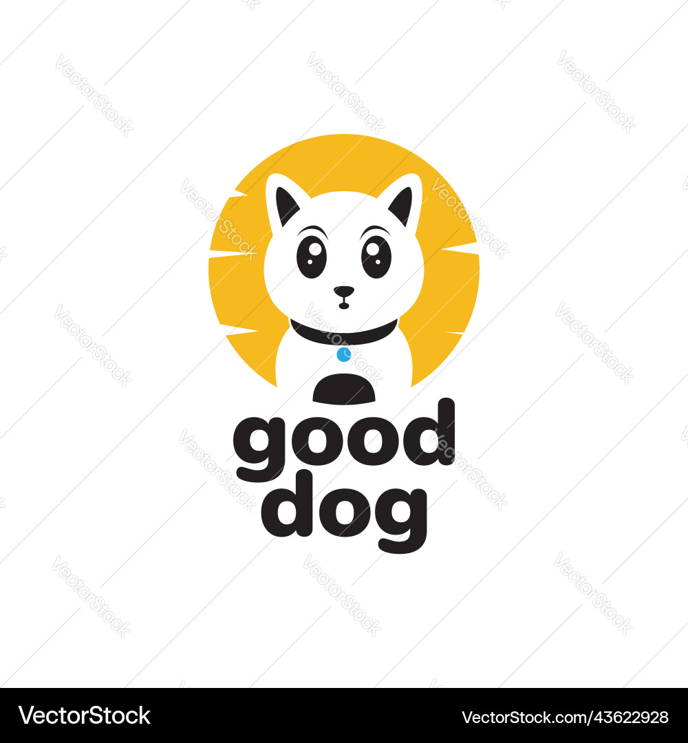 Good dog pets with sunset logo design Royalty Free Vector