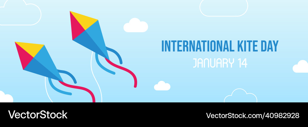 International kite day greeting card Royalty Free Vector