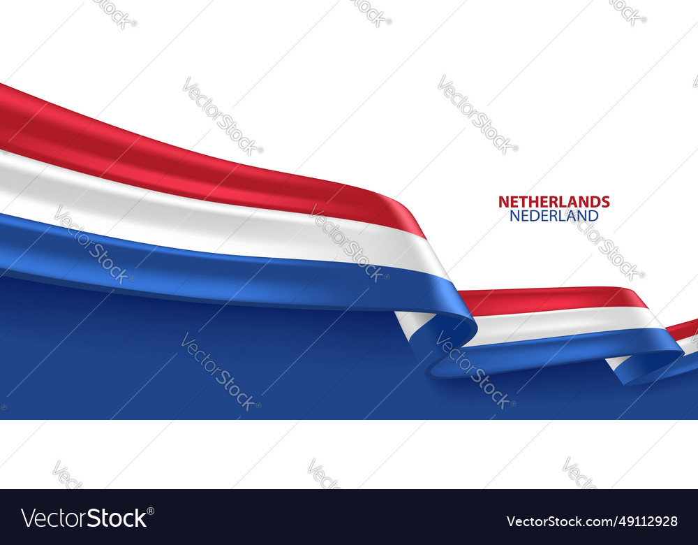 Netherlands 3d ribbon flag Royalty Free Vector Image