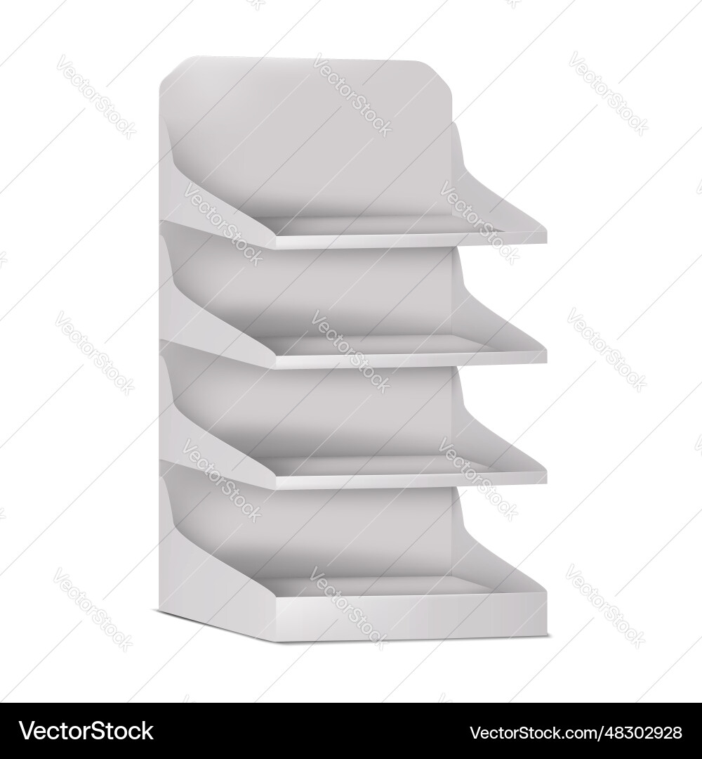 Retail display stand with shelves mockup blank Vector Image