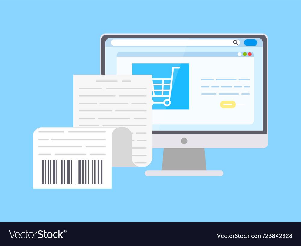 Scan code on paper receipt bill computer screen Vector Image