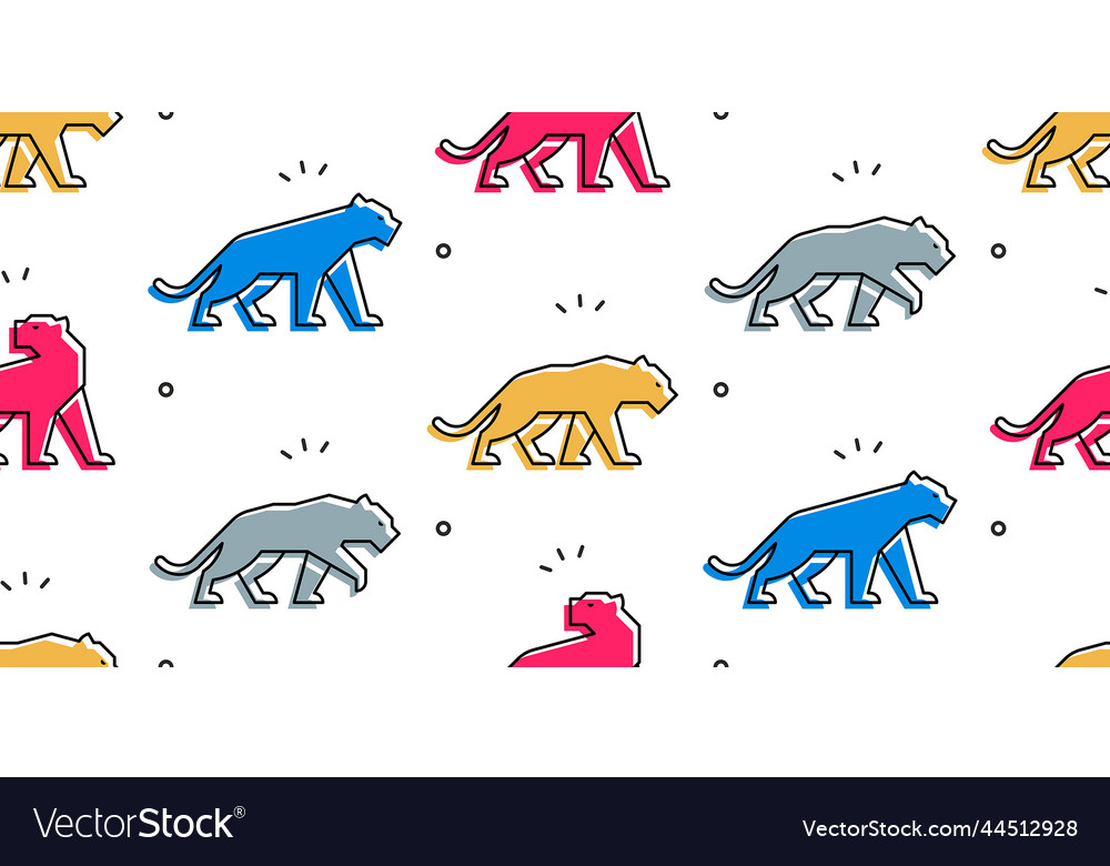 Seamless pattern with panthers Royalty Free Vector Image