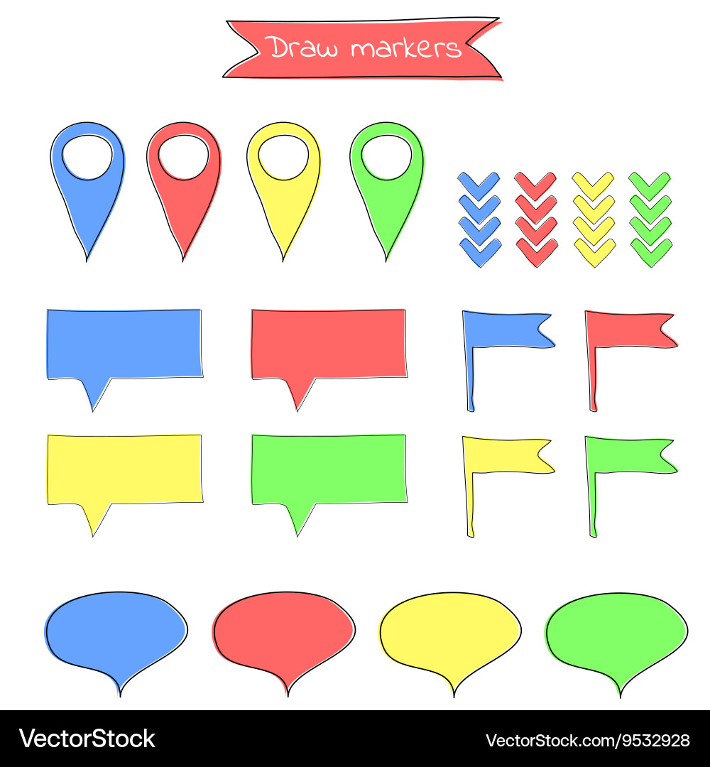 Set of colorful cartoon pointers Royalty Free Vector Image