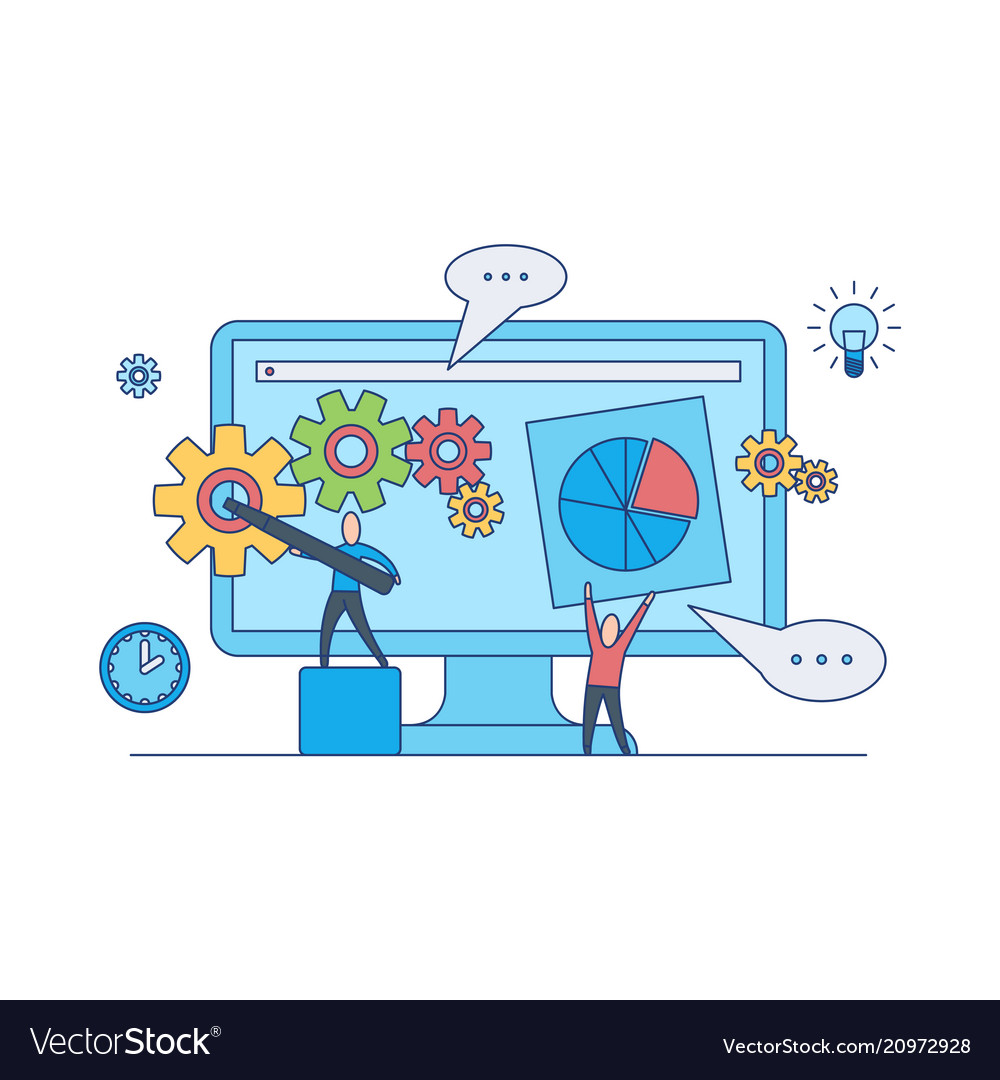 Web design development concept with teamwork Vector Image Web design development concept with teamwork Vector Image