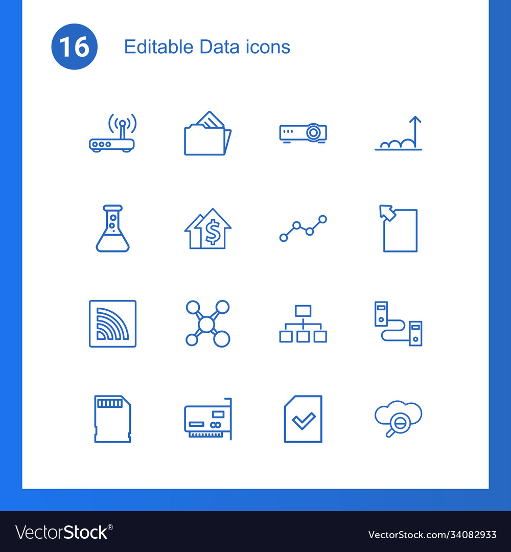 16 data icons Royalty Free Vector Image - VectorStock