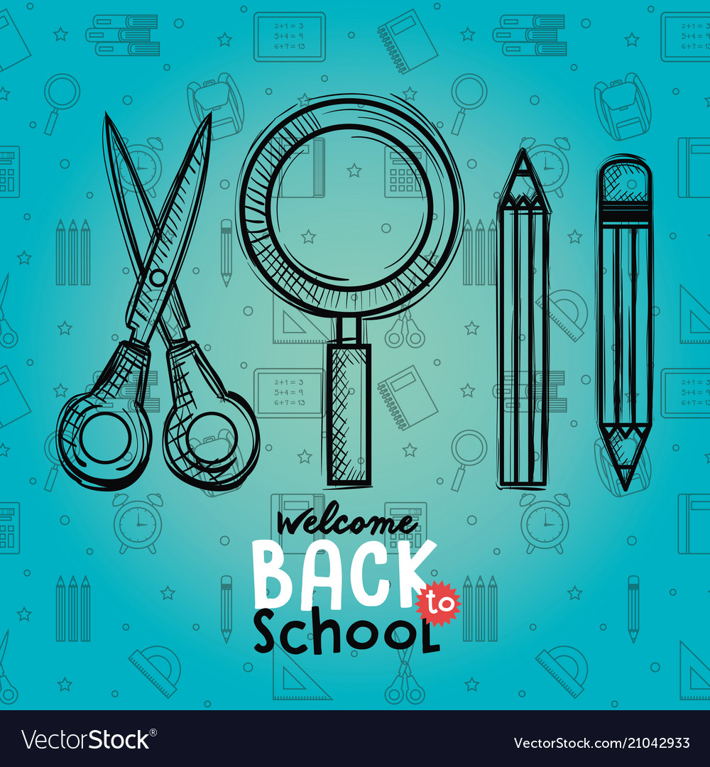 Back to school set icons drawings Royalty Free Vector Image