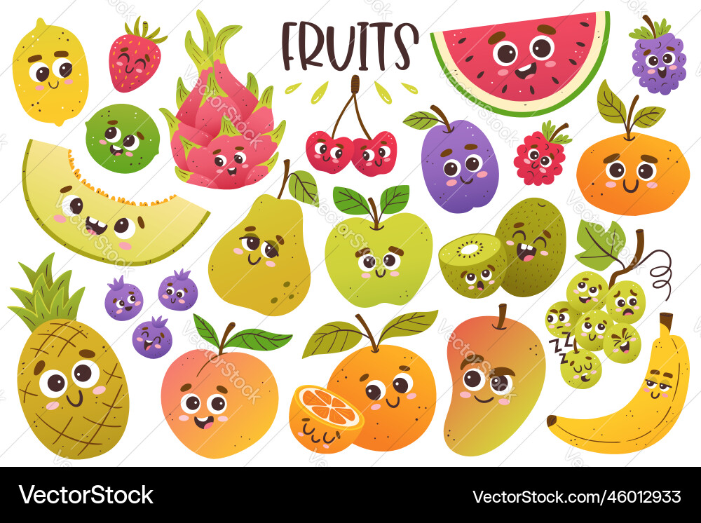 Cartoon fruits collection Royalty Free Vector Image