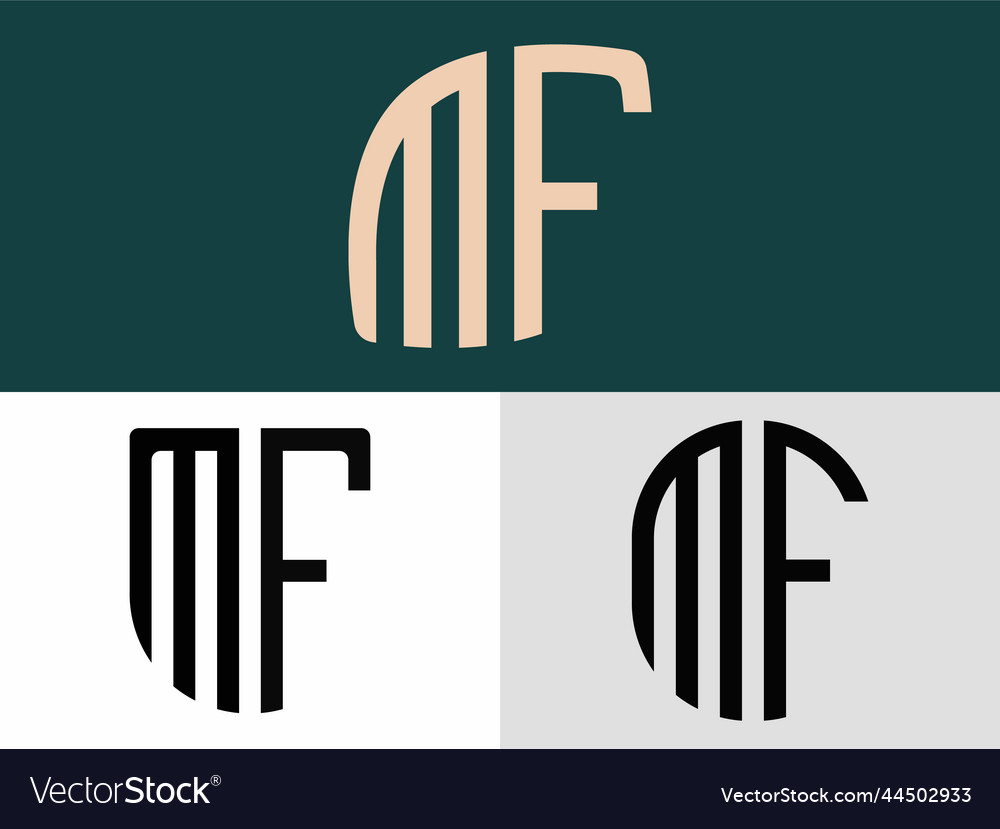 Creative initial letters mf logo designs bundle Vector Image