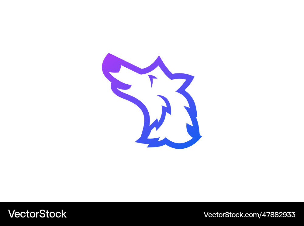Cute howl lineart template logo design Royalty Free Vector