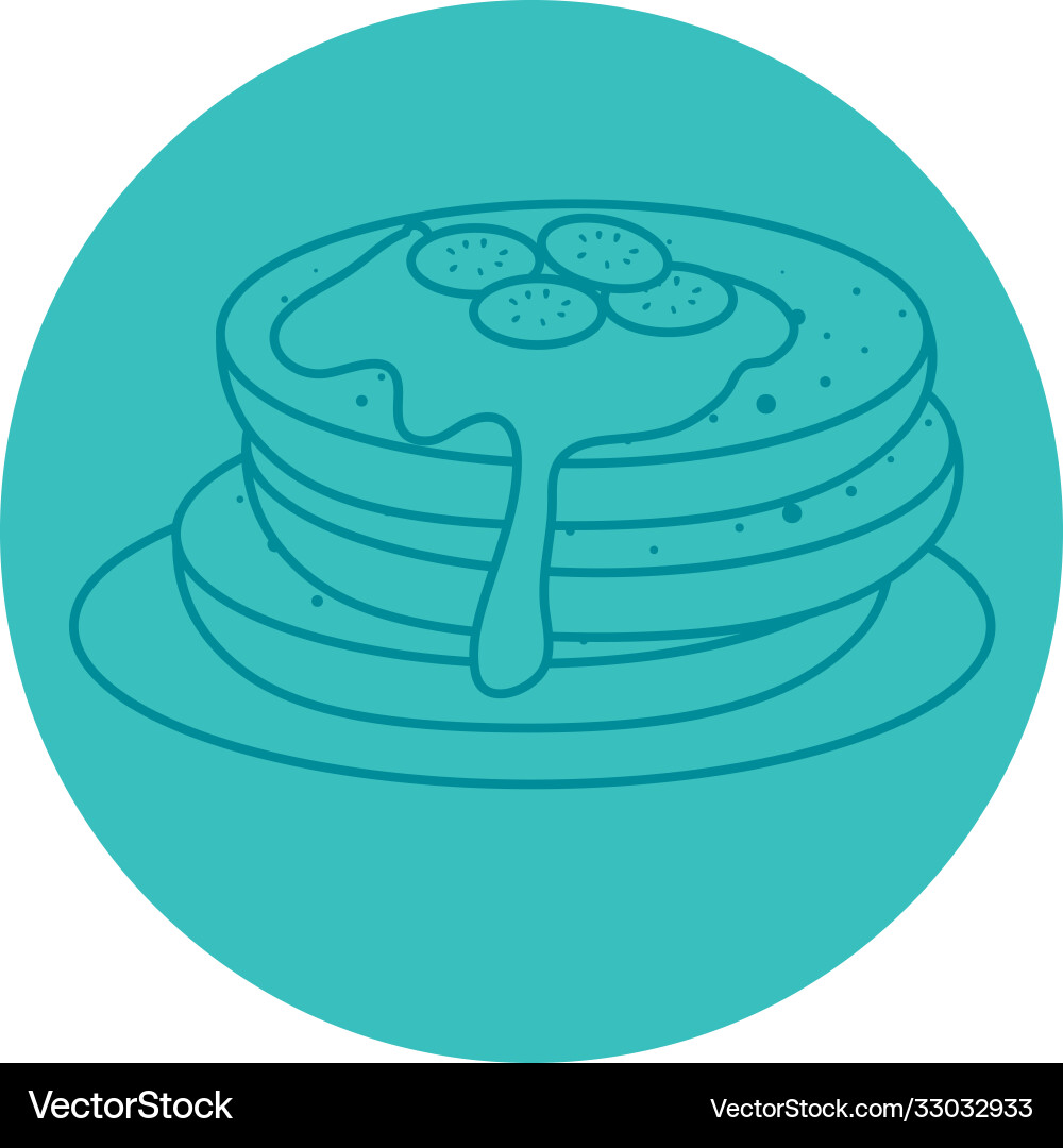Delicious pancake with syrup line style icon Vector Image