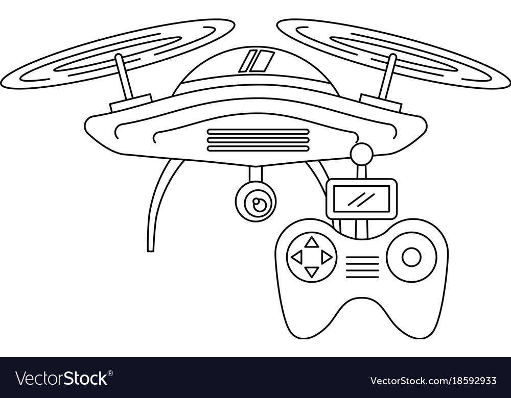 Drone with remote control device technologies Vector Image