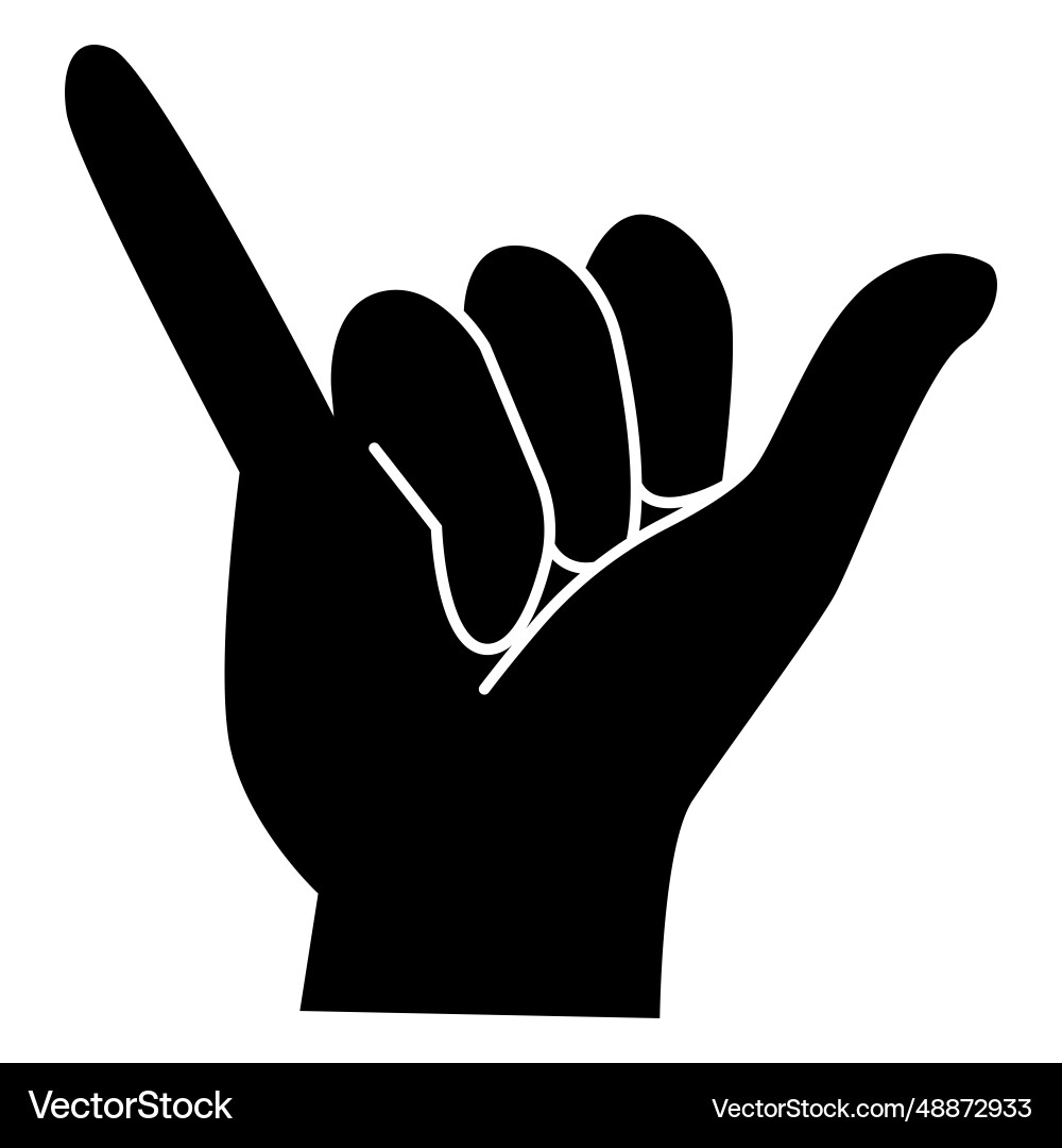 Hand finger y letter y silhouette Royalty Free Vector Image