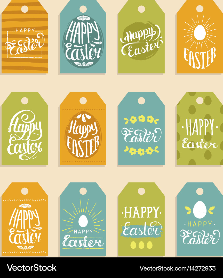 Happy easter hand lettering greeting cards Vector Image