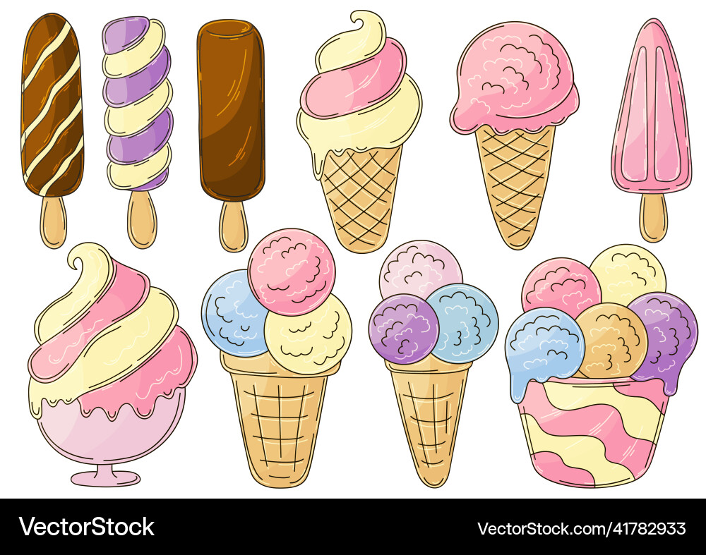 In hand draw style sweet dessert graphic element Vector Image