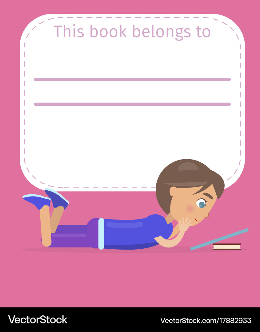 Place for book owner name with boy Royalty Free Vector Image