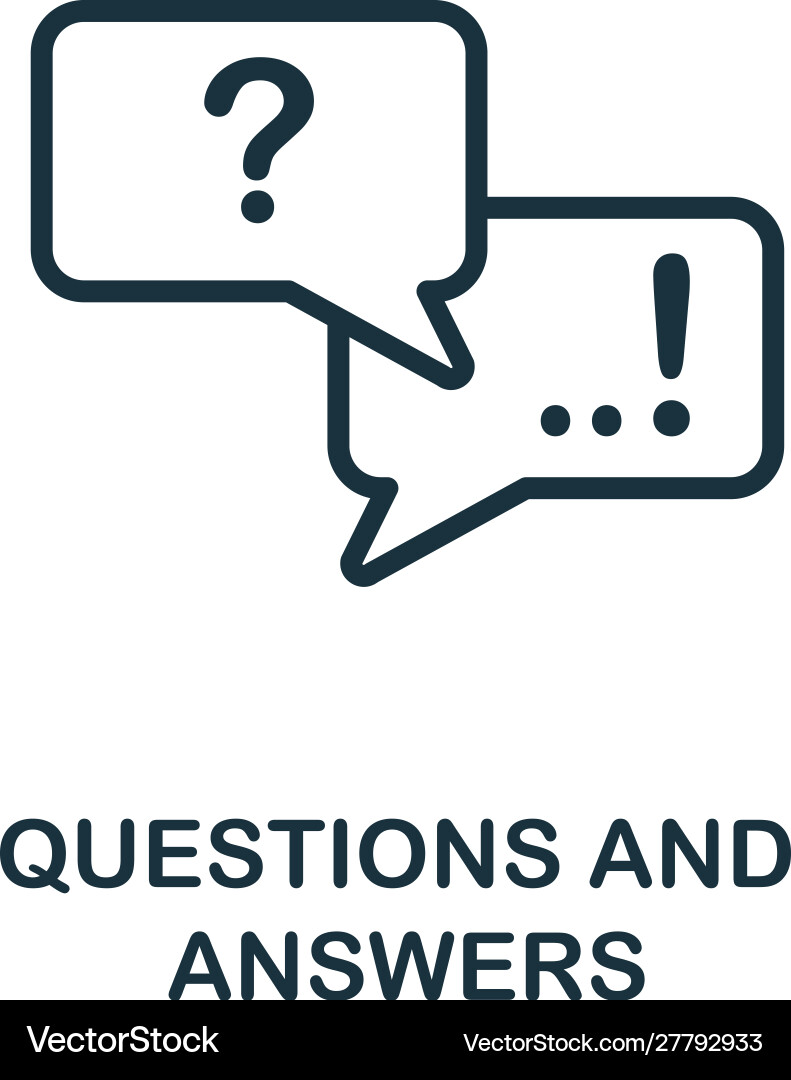 Questions and answers icon outline style thin Vector Image