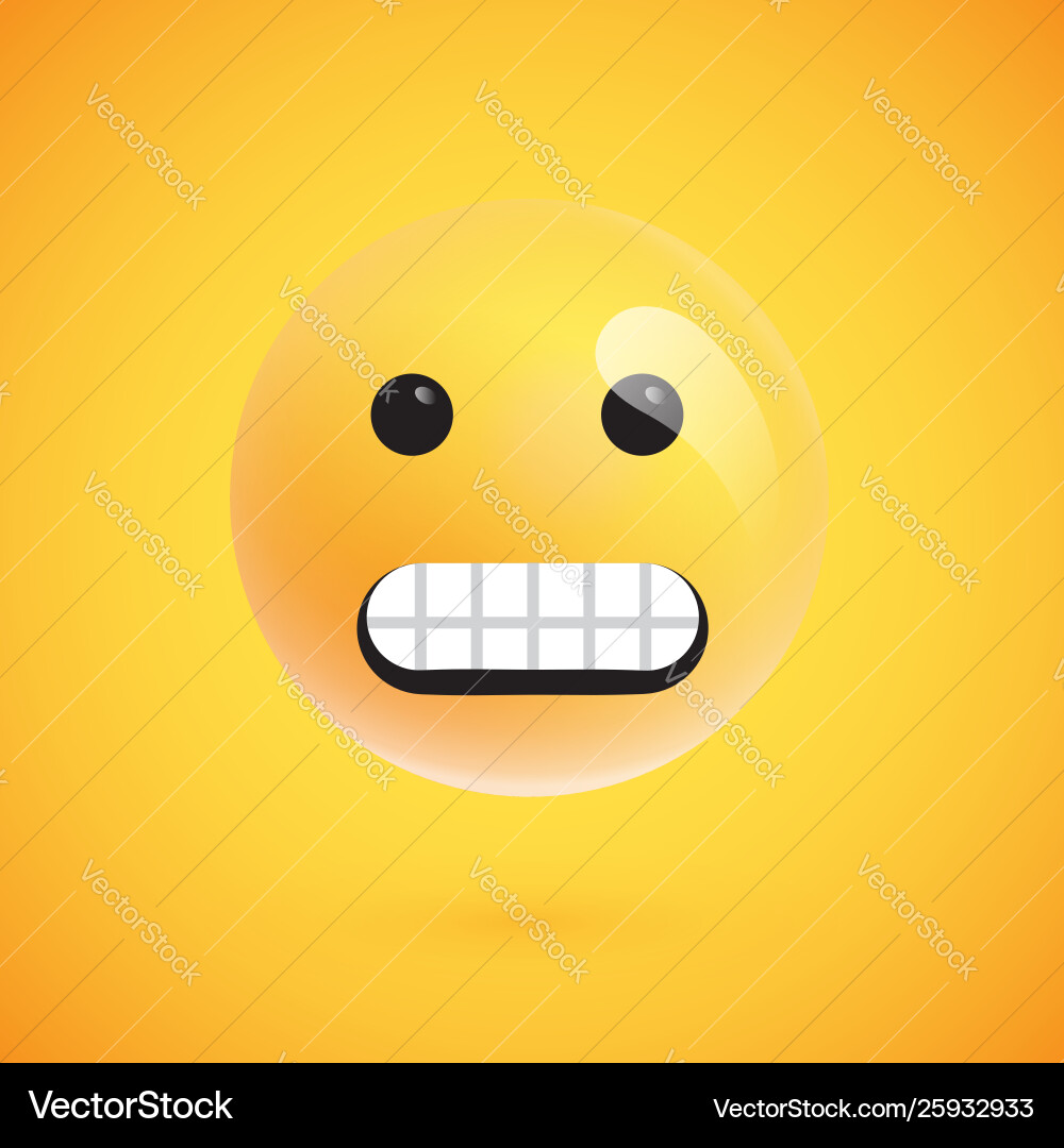 Realistic yellow emoticon in front a yellow Vector Image
