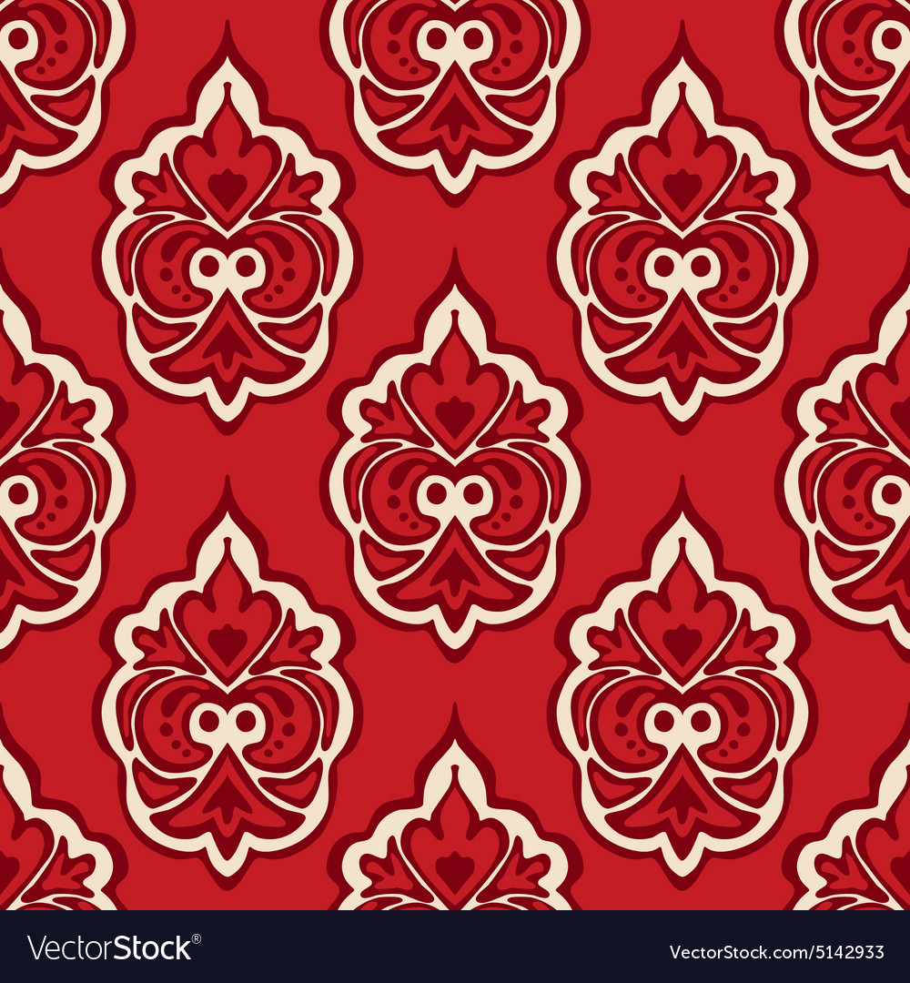 Seamless pattern tiled red damask Royalty Free Vector Image