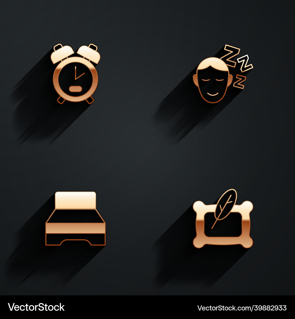 Set alarm clock dreams big bed and pillow icon Vector Image