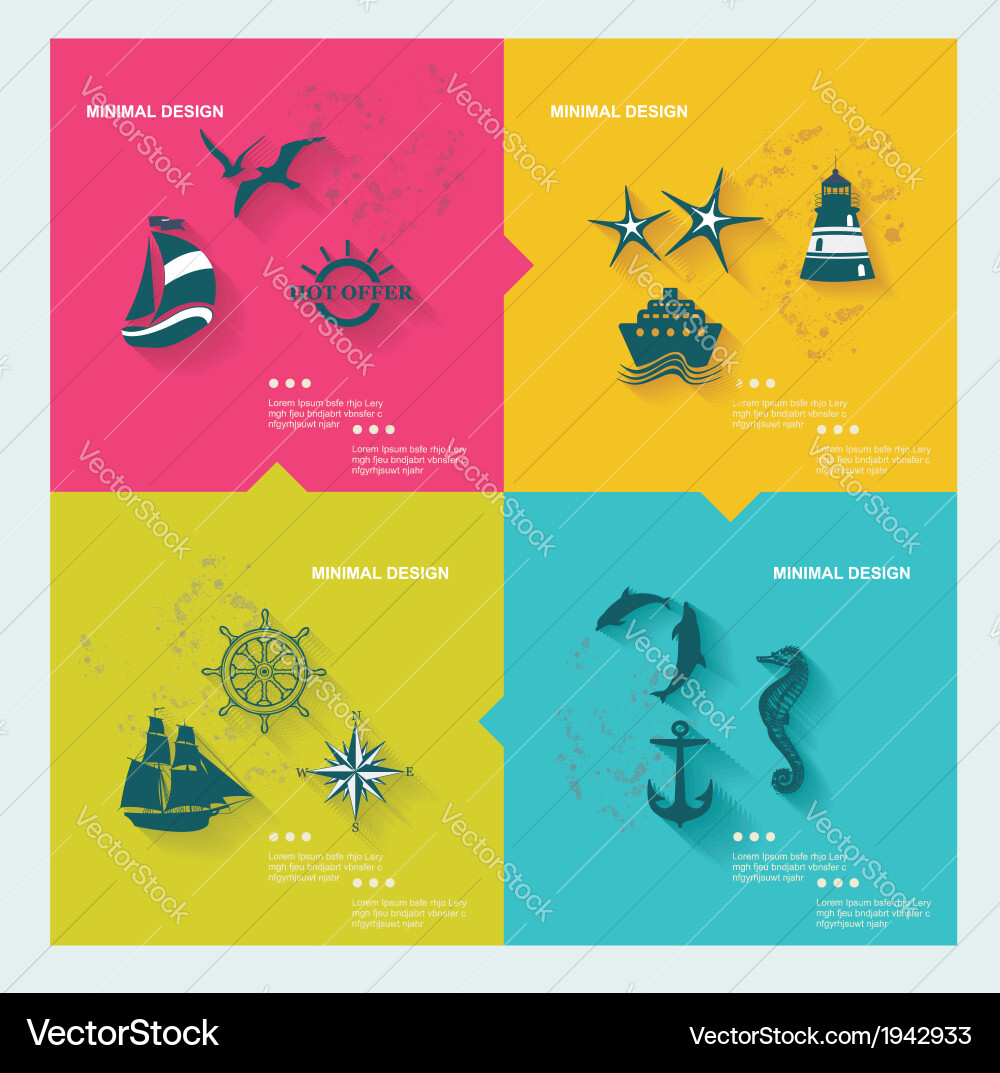 Set of sea labels flat design Royalty Free Vector Image