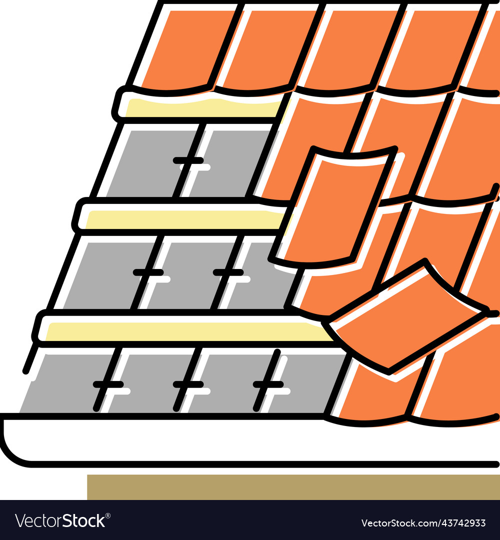 Tiled Roof Mounting Color Icon Royalty Free Vector Image