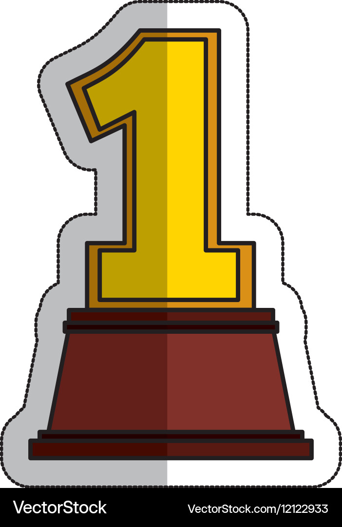 Trophy number one award isolated icon Royalty Free Vector