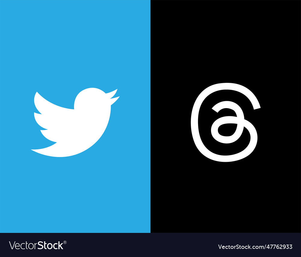 Twitter and threads logotype side Royalty Free Vector Image