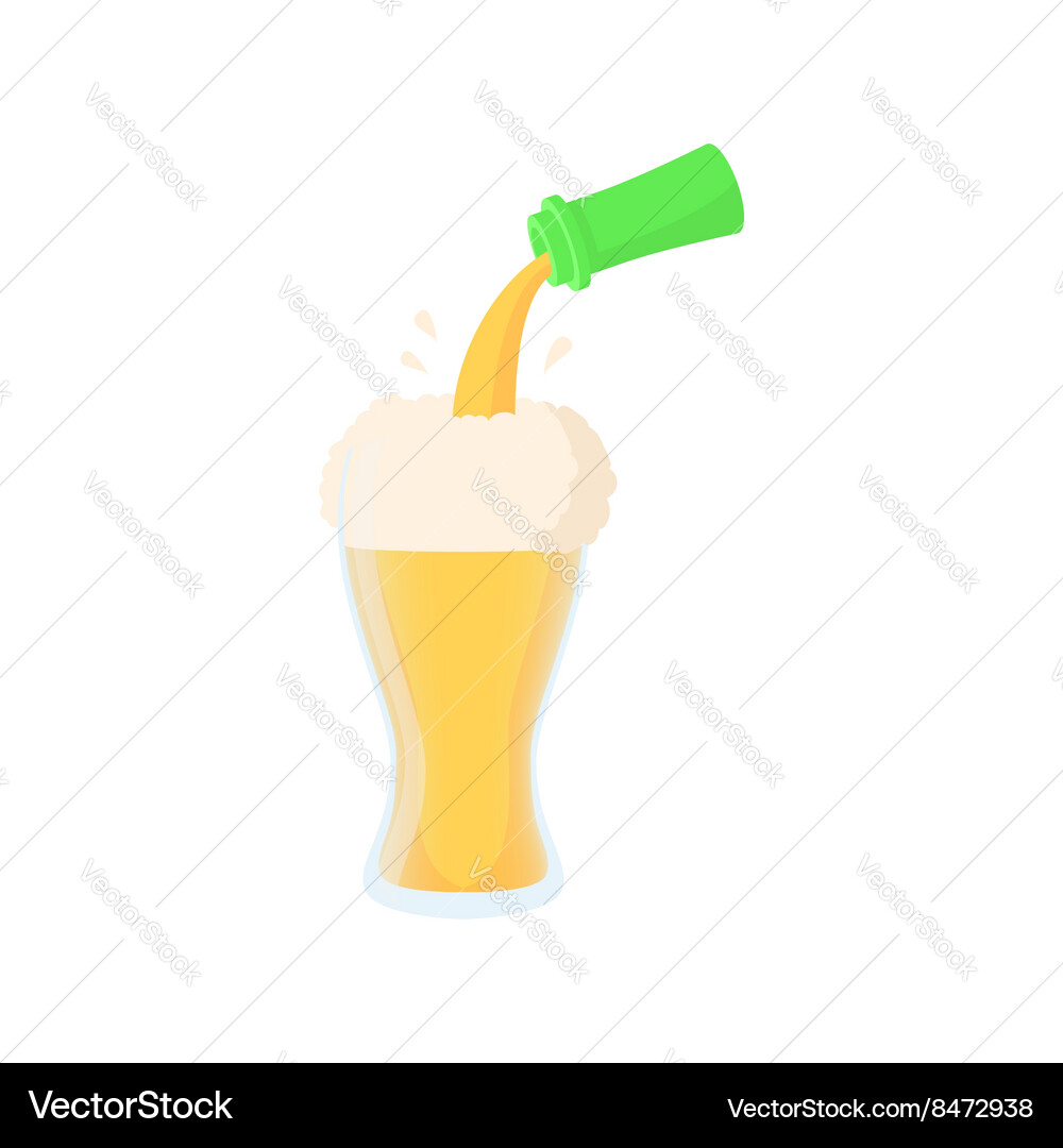 Beer pouring from bottle into glass icon Vector Image