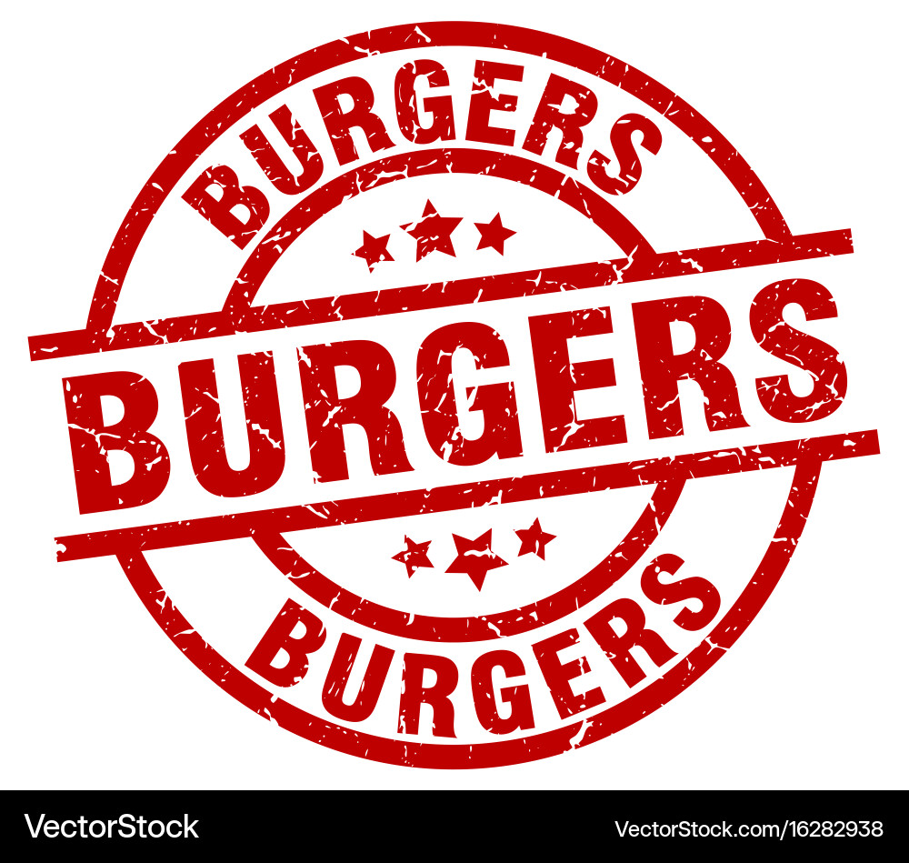 Burgers round red grunge stamp Royalty Free Vector Image