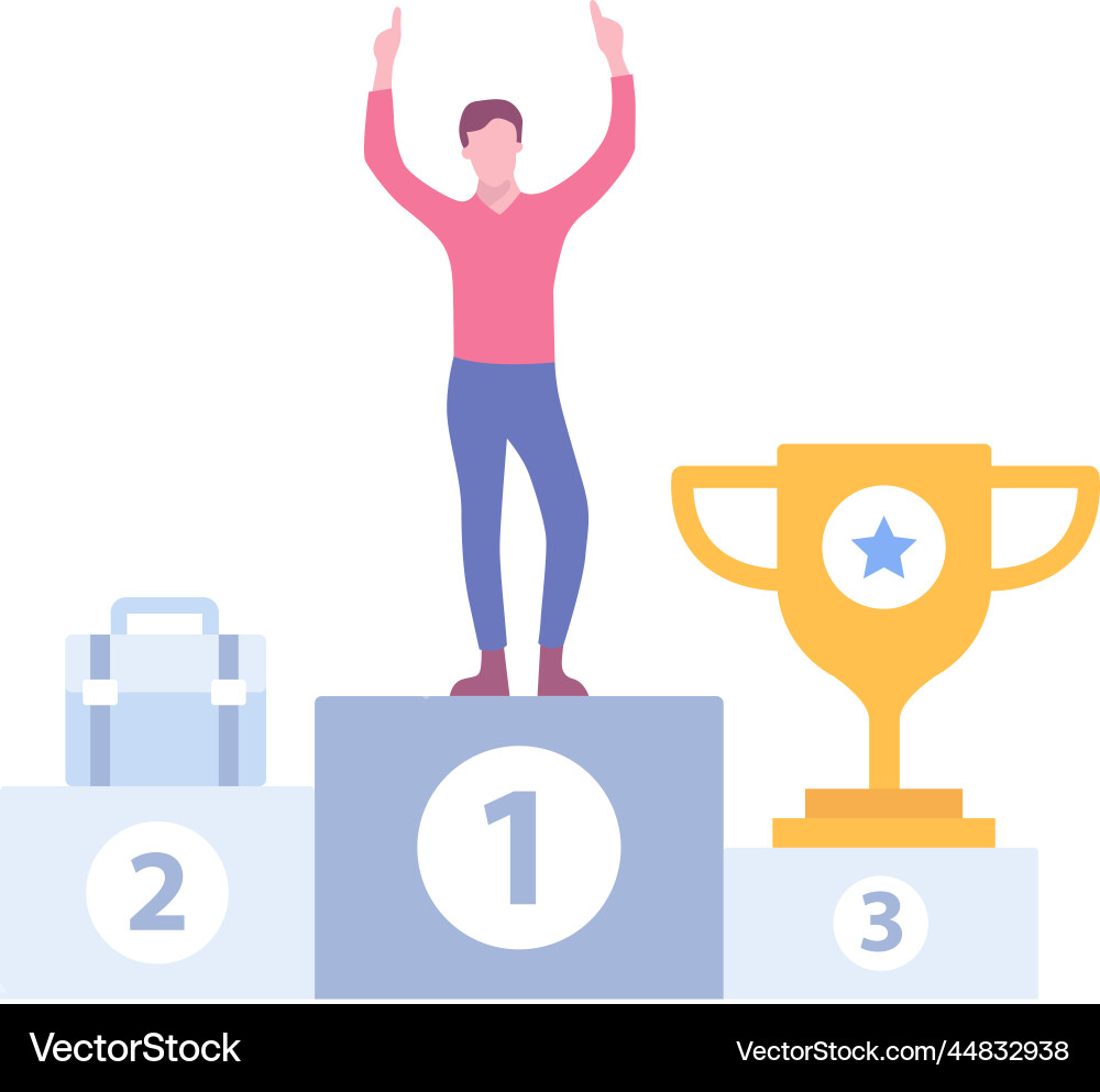Business man winner on first place icon Royalty Free Vector