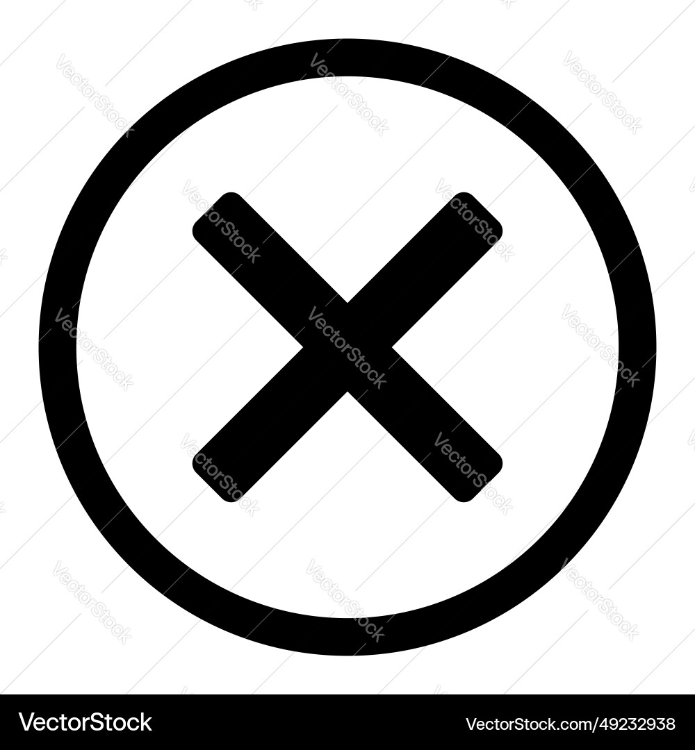 Close button - x in circle black and white cross Vector Image