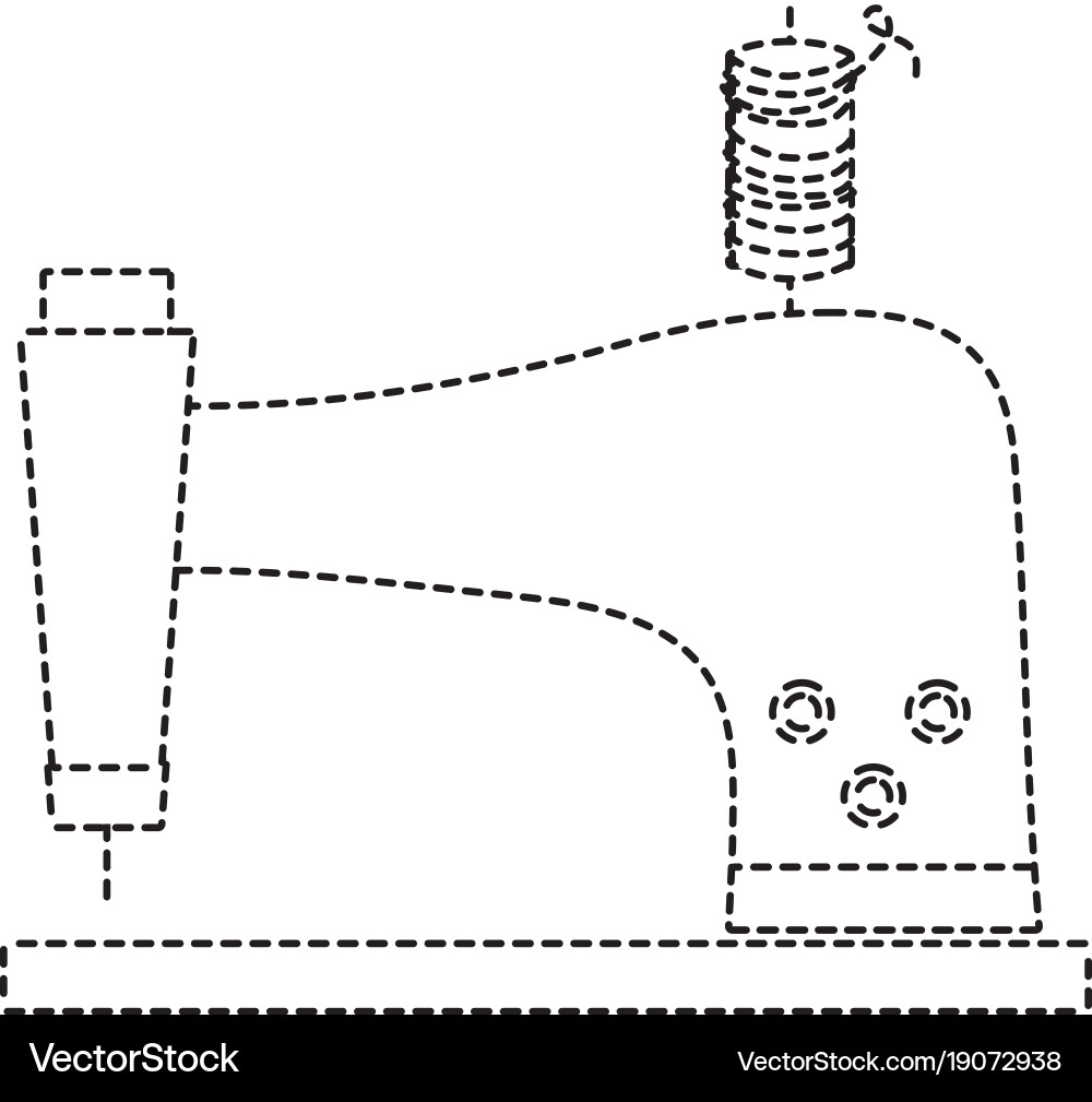 Dotted shape sewing machine fashion industry Vector Image