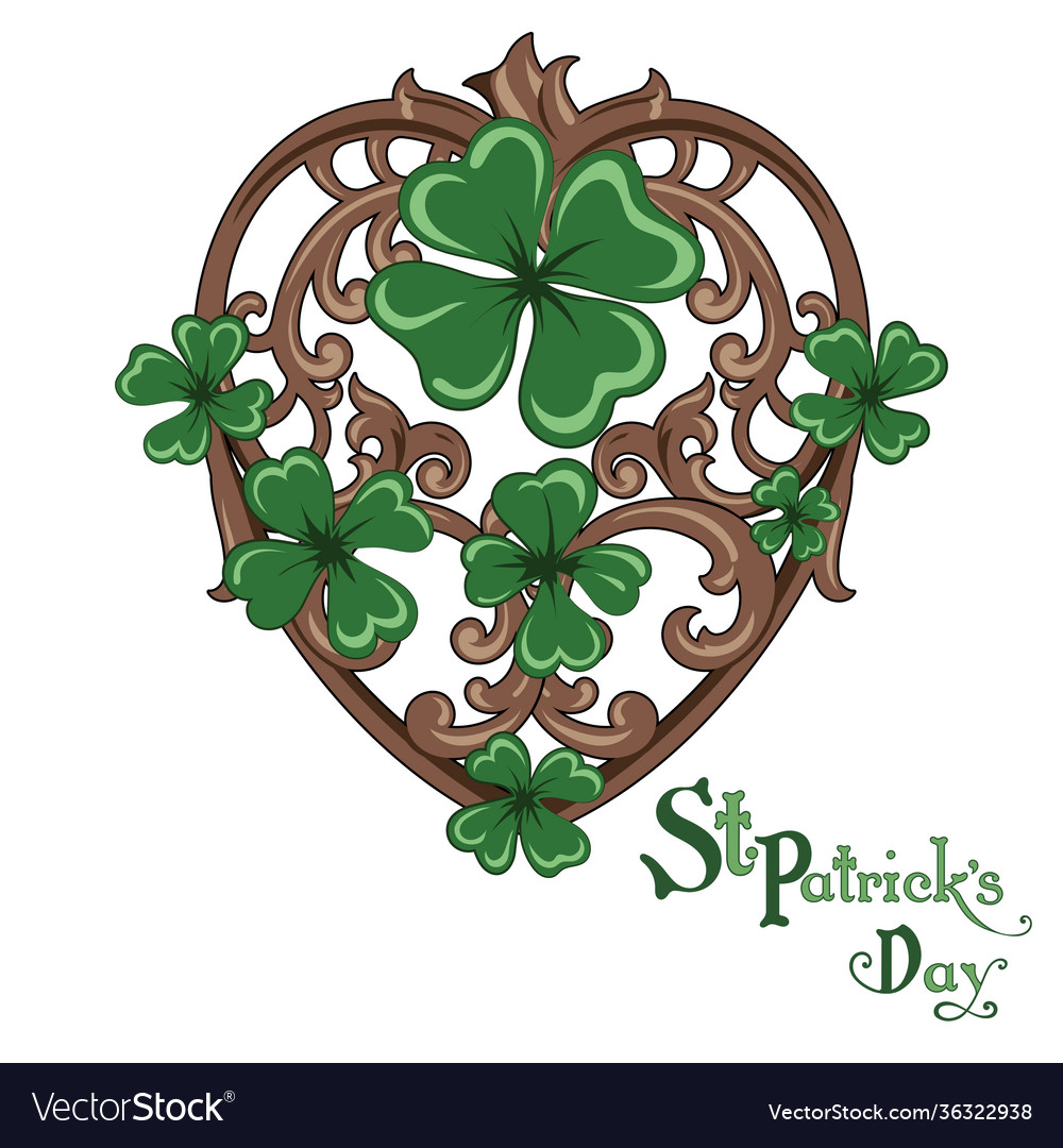 Four leaf Clover In Vintage Retro Style Irish Vector Image