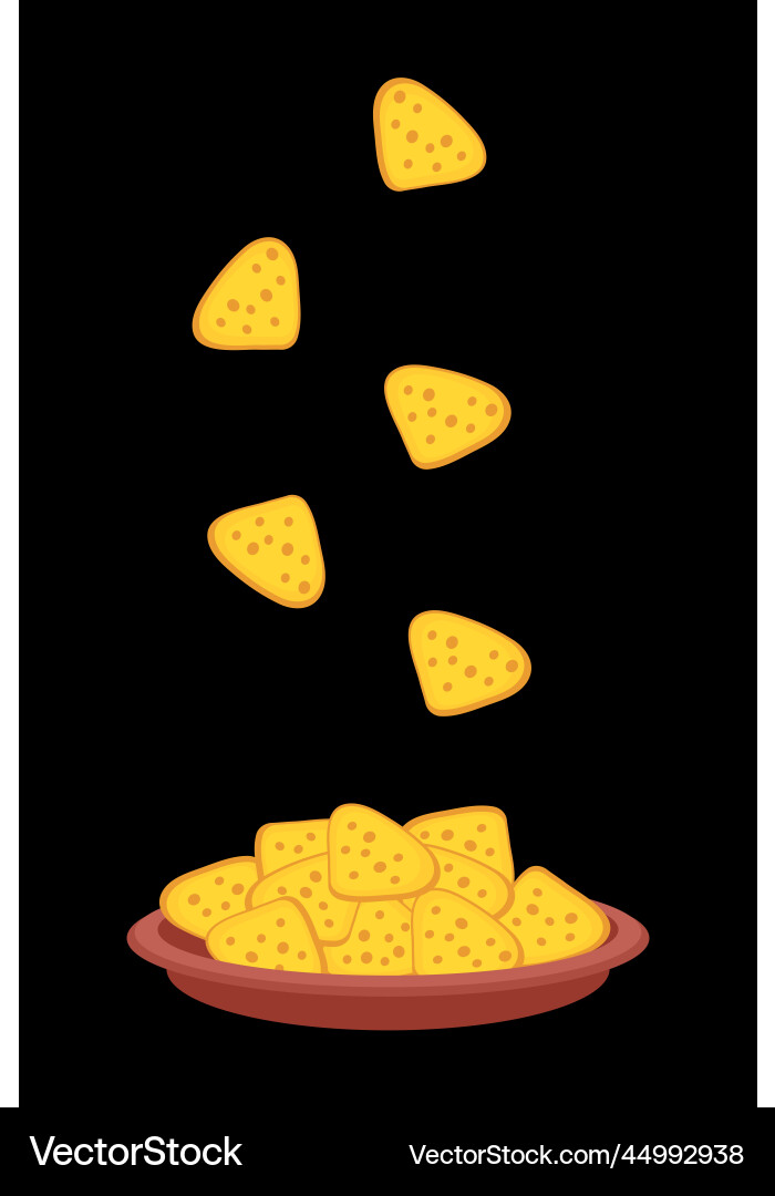 Mexican nachos tortilla chips fall into the plate Vector Image