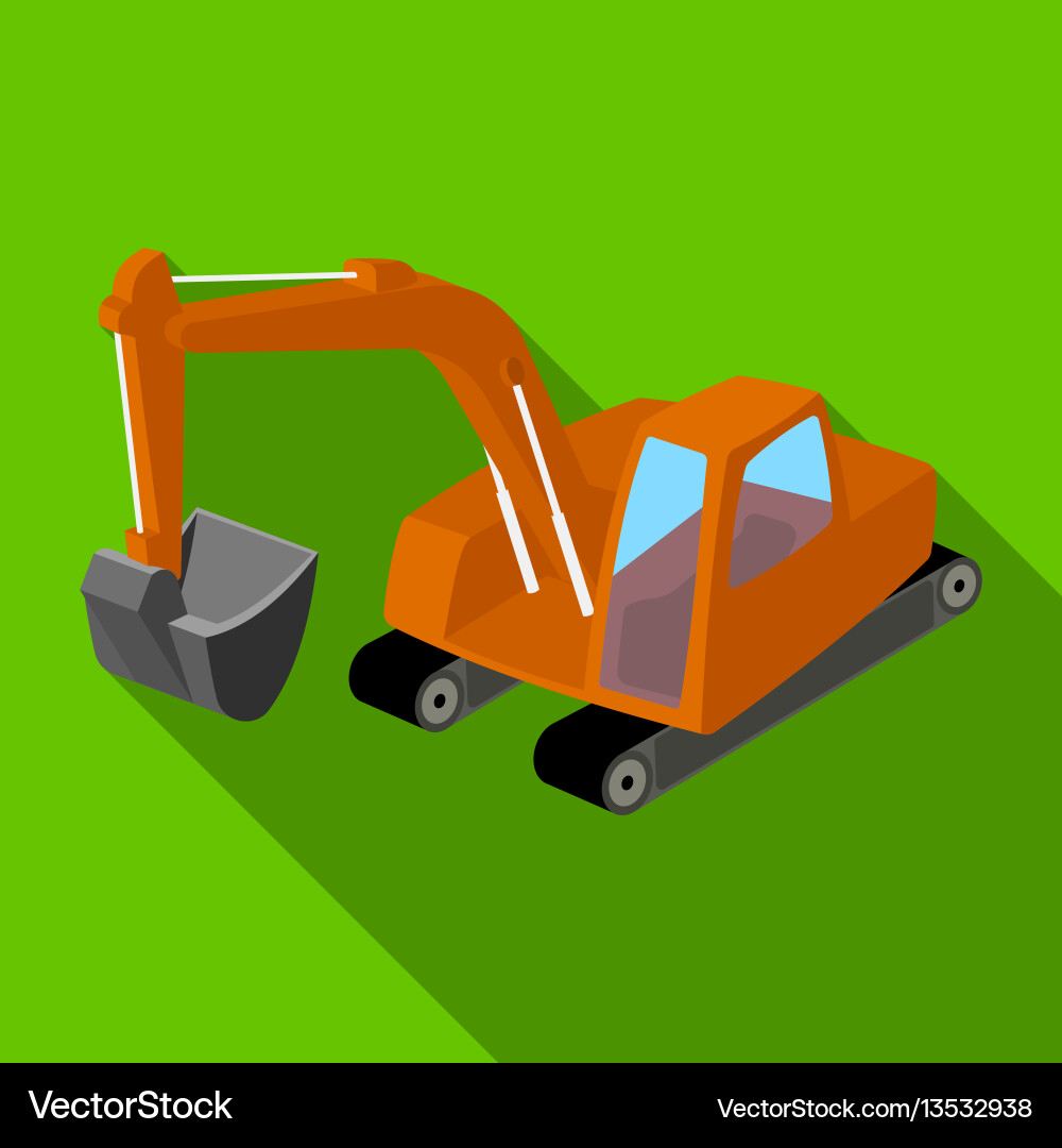 Orange excavator with a bucket machine for mine Vector Image