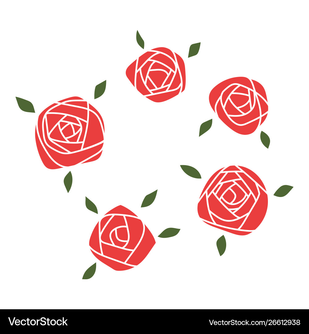 Roses with leaves flowers decorative items Vector Image