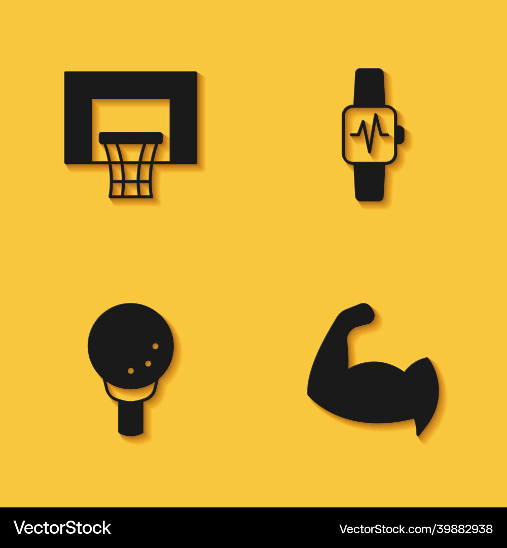 Set basketball backboard bodybuilder showing his Vector Image