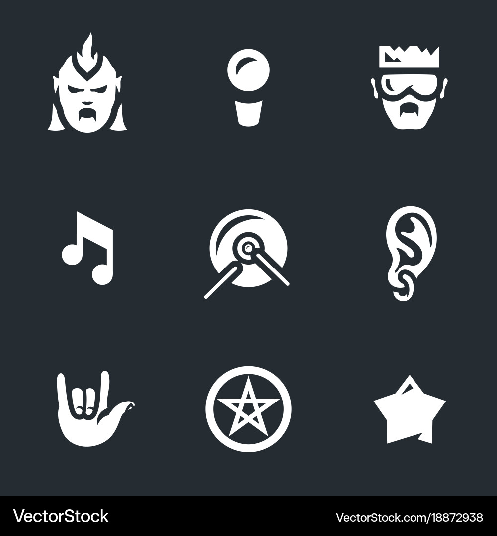 Set rock music icons Royalty Free Vector Image
