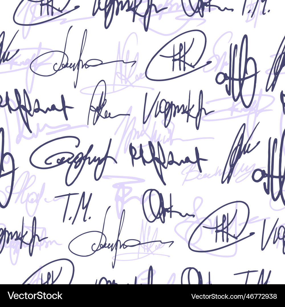 Signature paper seamless pattern vintage Vector Image