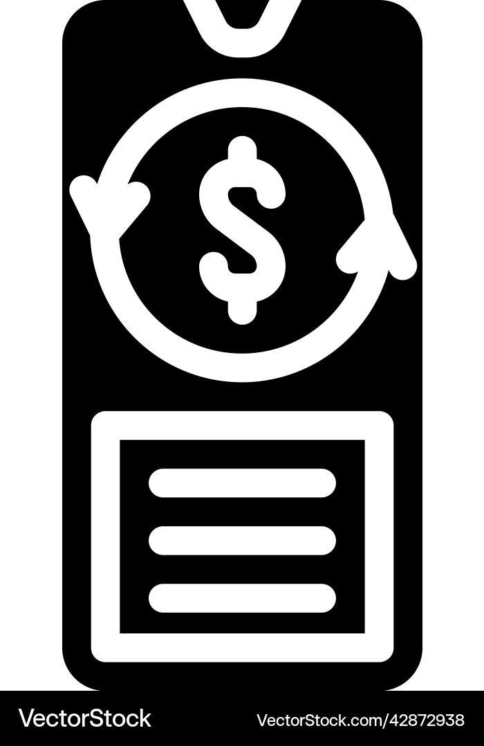 Transaction in mobile phone app glyph icon Vector Image