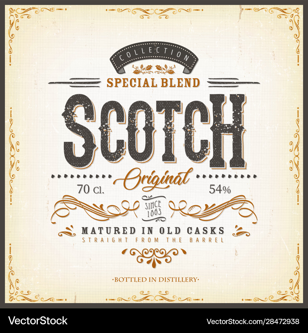 Vintage scotch whisky label for bottle Royalty Free Vector