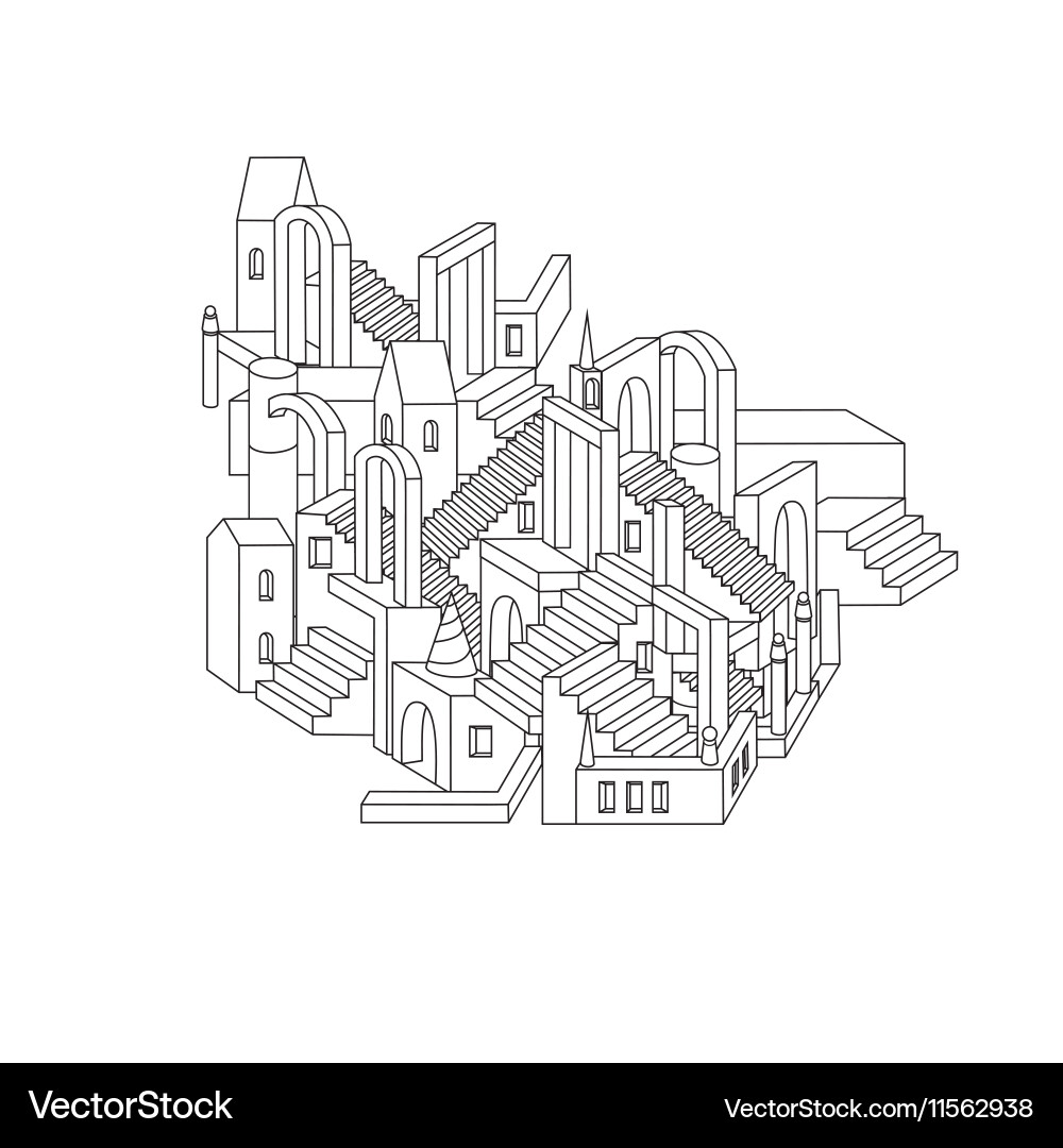 Zen art outline city Royalty Free Vector Image