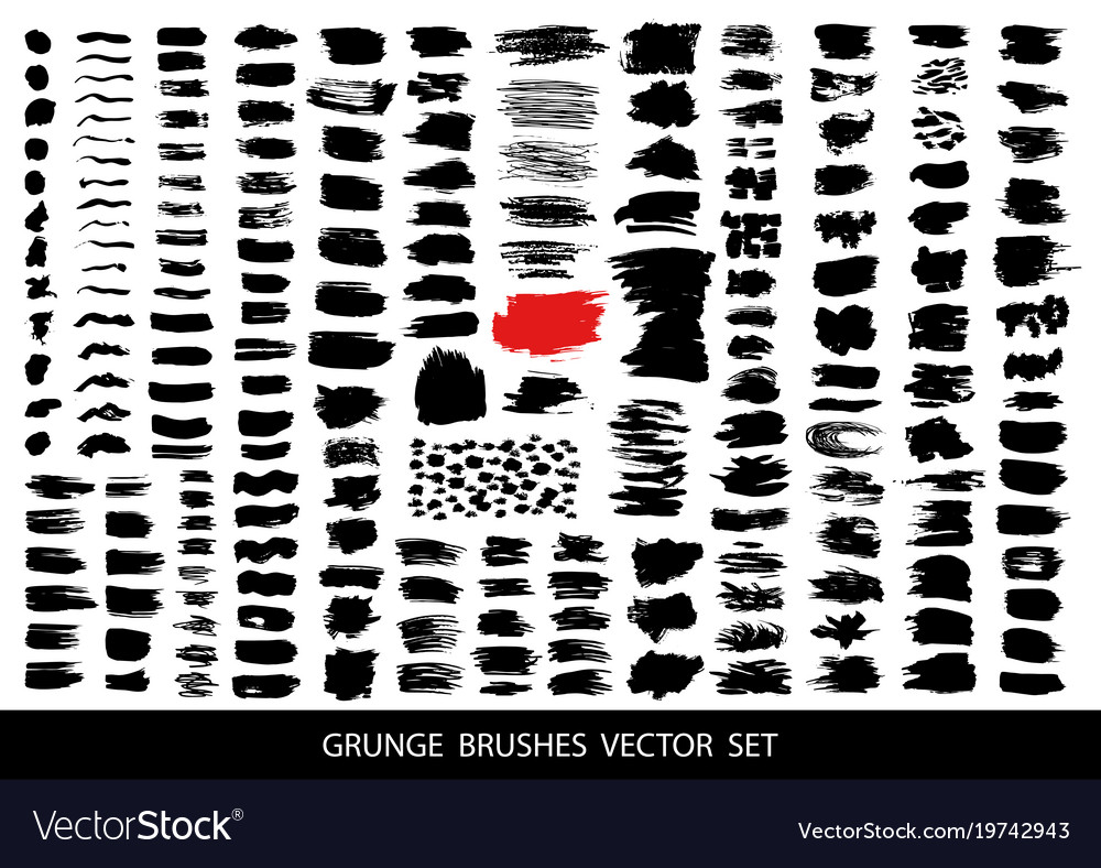Big set of black paint ink brush strokes brushes Vector Image