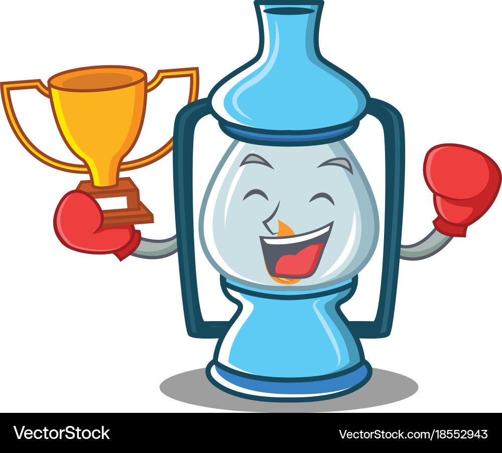 Boxing winner lantern character cartoon style Vector Image