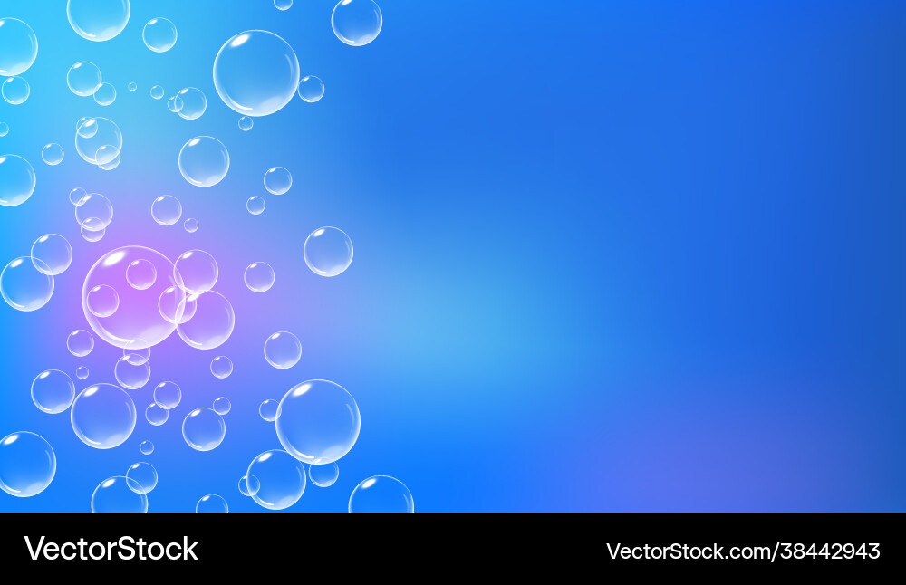 Bright blue background with fizzing bubbles fizzy Vector Image