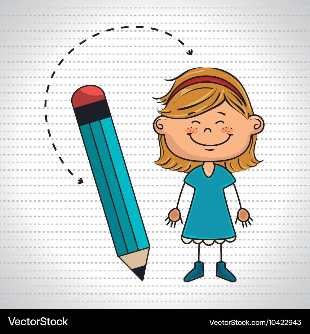 Child cartoon pencil icon Royalty Free Vector Image
