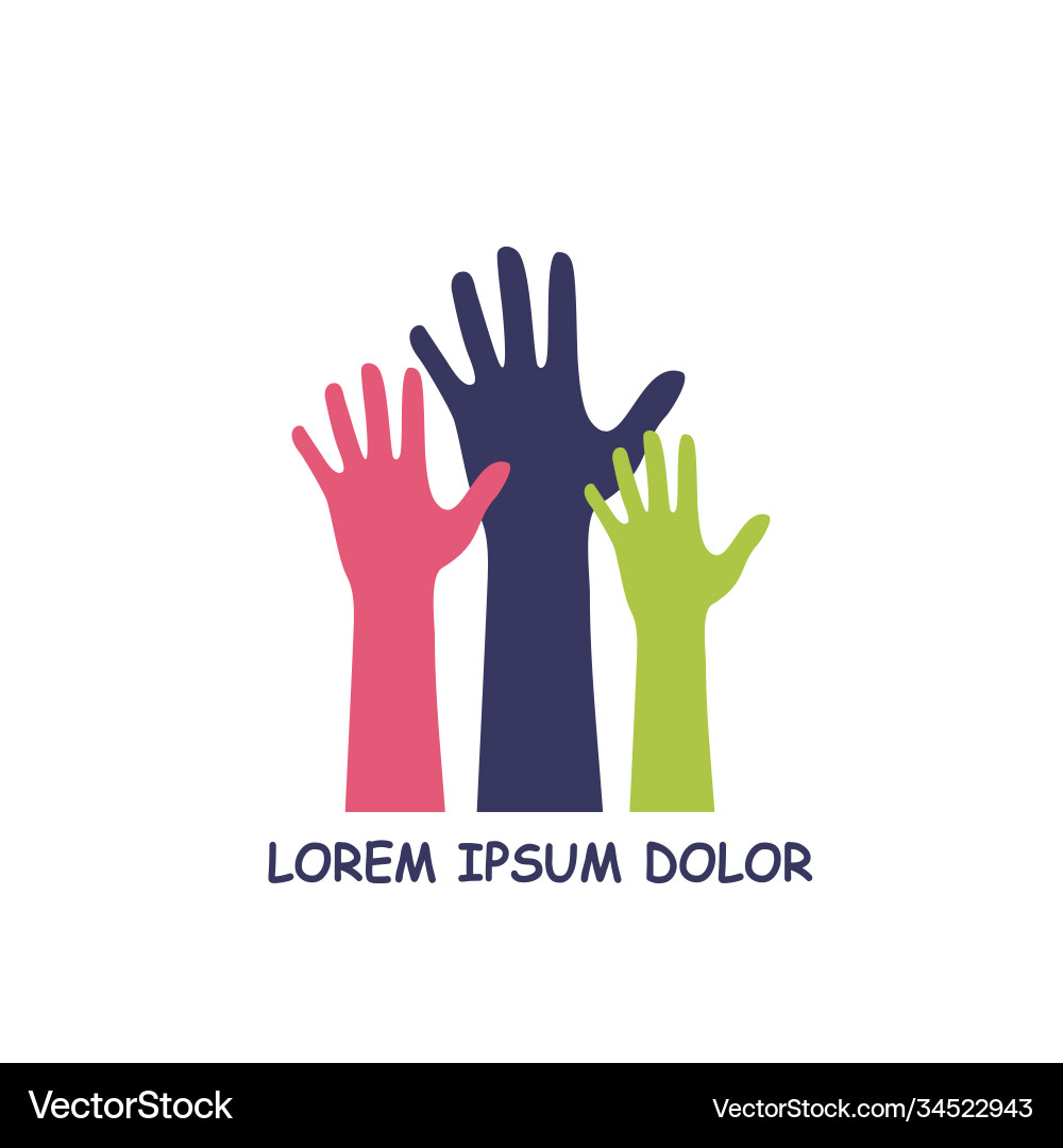 Colorful hand up isolated on white background Vector Image