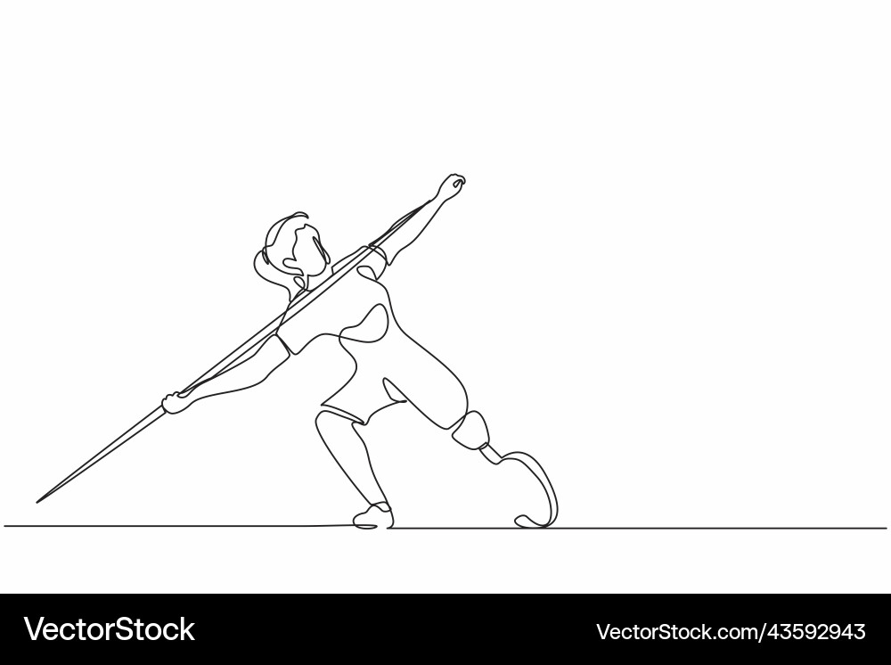 Continuous one line drawing disabled athlete Vector Image