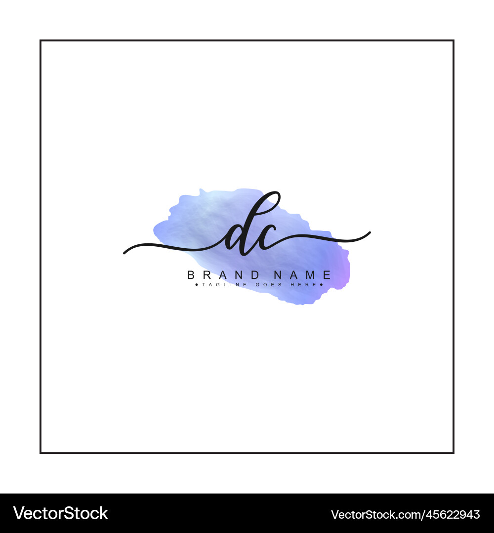 Dc initial logo in signature style for Royalty Free Vector