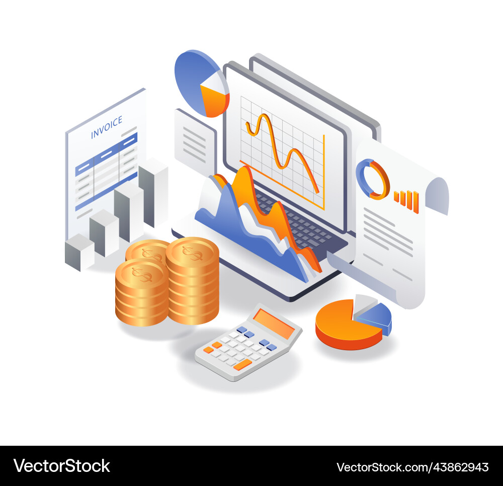 Financial analysis data on investment business Vector Image